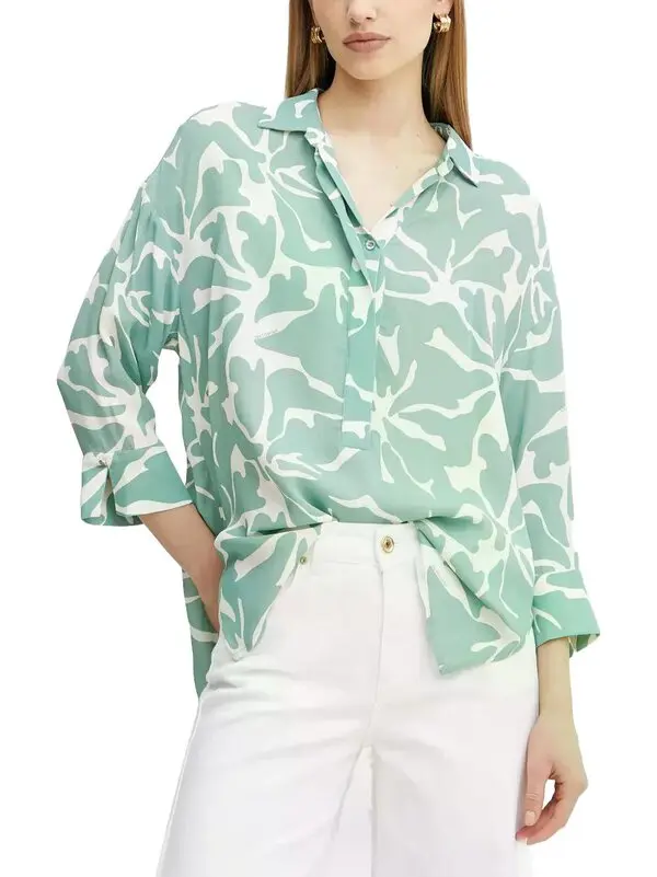 FRACOMINA Printed Button-down Blouse - Green