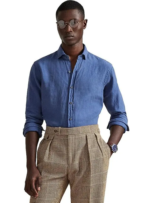 Polo Ralph Lauren Classic Fit Slub Linen Shirt - Blue
