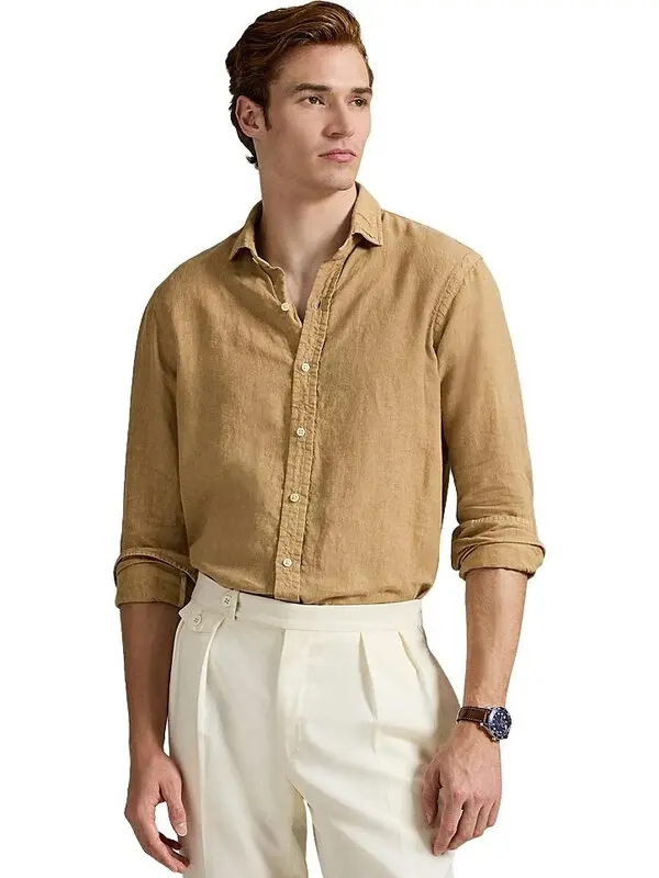 Polo Ralph Lauren Classic Fit Slub Linen Shirt - Camel