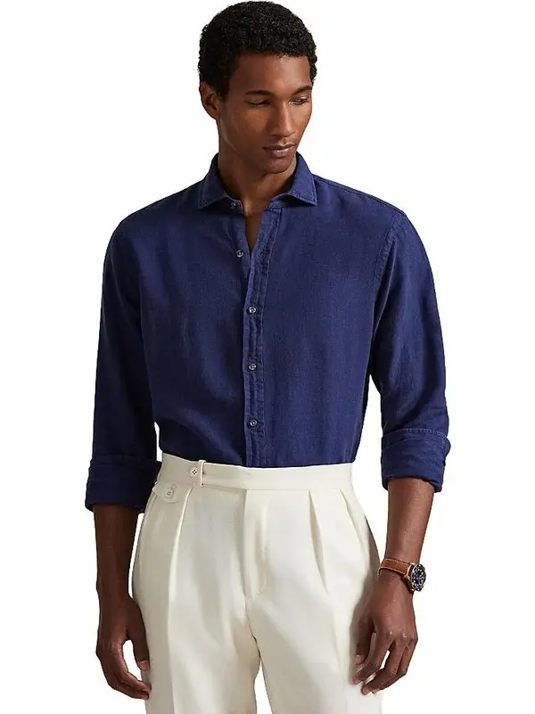Polo Ralph Lauren Classic Fit Slub Linen Shirt - Navy