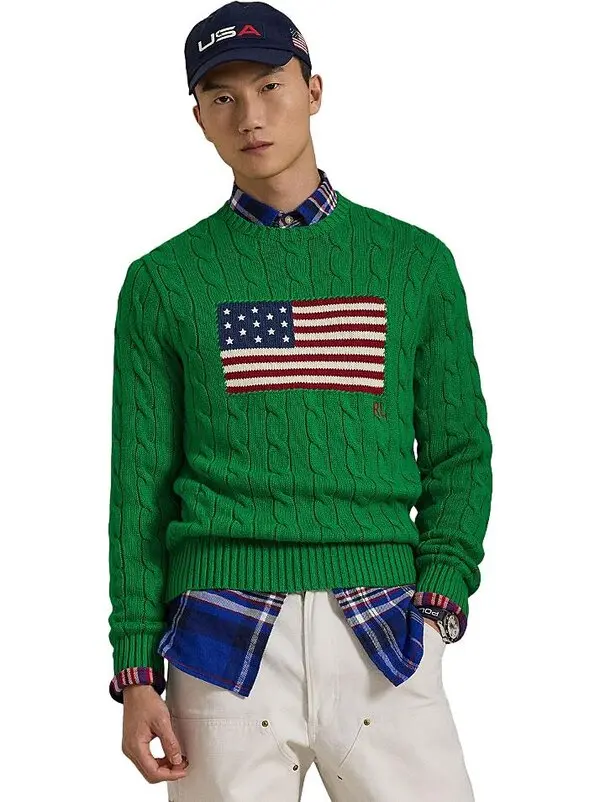 Ralph Lauren Cable-knit Flag Sweater - Green