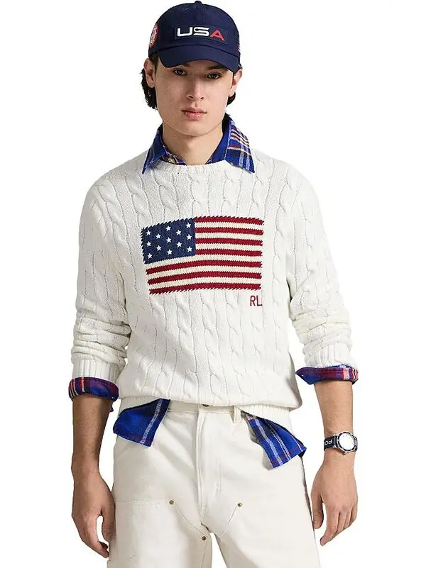 Ralph Lauren Cable-knit Flag Sweater - White