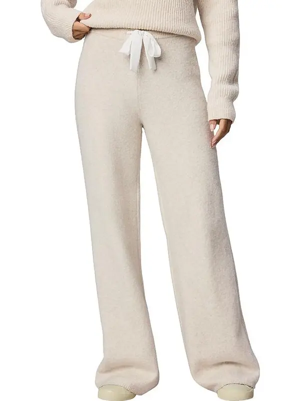 Splendid Satin Tie Sweater Pants - Pale Oak Heather