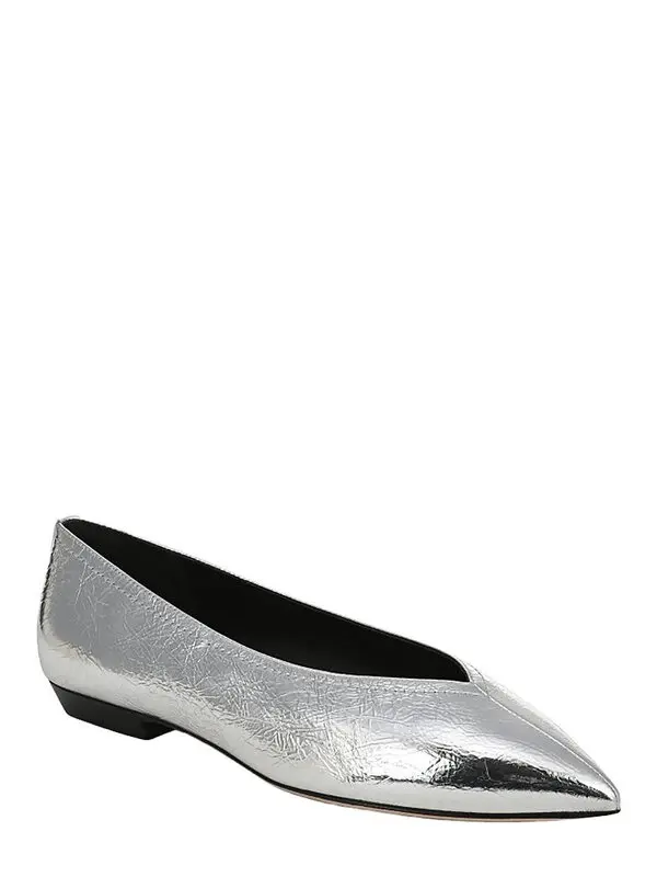 Veronica Beard Bancroft Pointed Flats - Silver