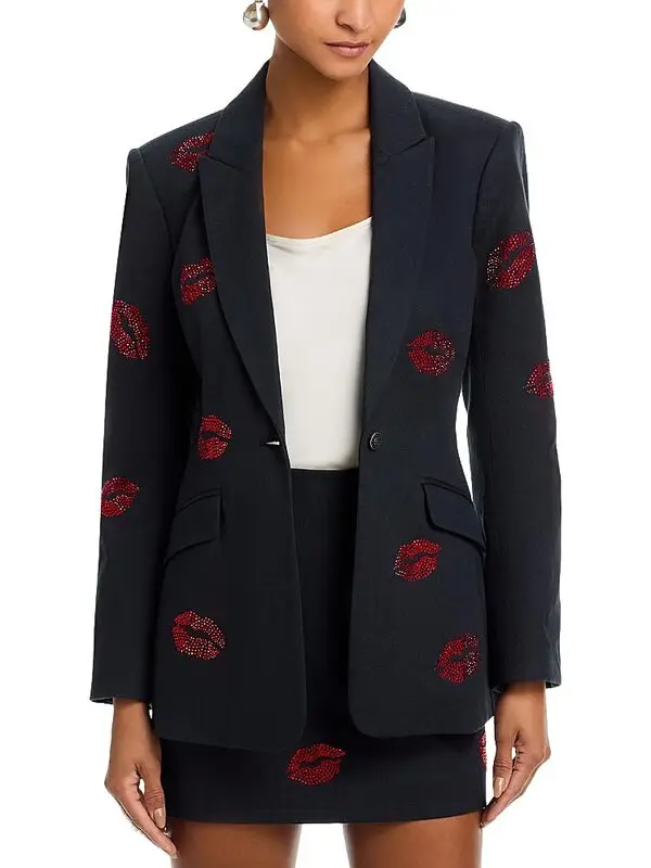 Cinq À Sept Kissing Booth Denim Blazer - Black/red
