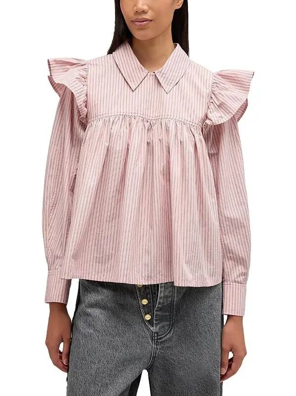 GANNI Frill Top - Chalk Pink