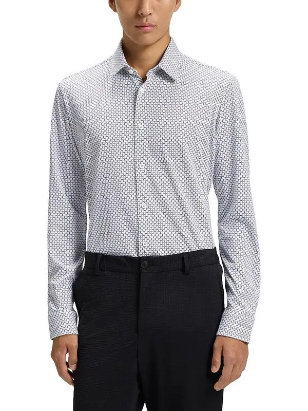 BOSS Roan Kent Slim Fit Button-front Shirt - Dark Blue