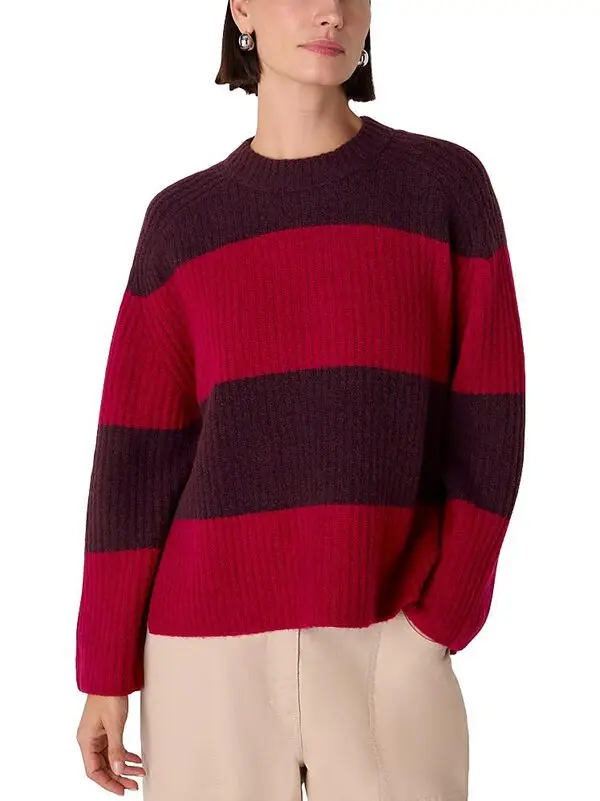 Whistles Wide Stripe Knit Sweater - Red/multi