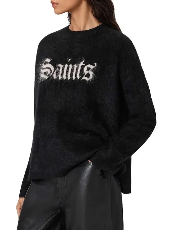 ALLSAINTS Saints Cashmere Crewneck Sweater - Black/chalk