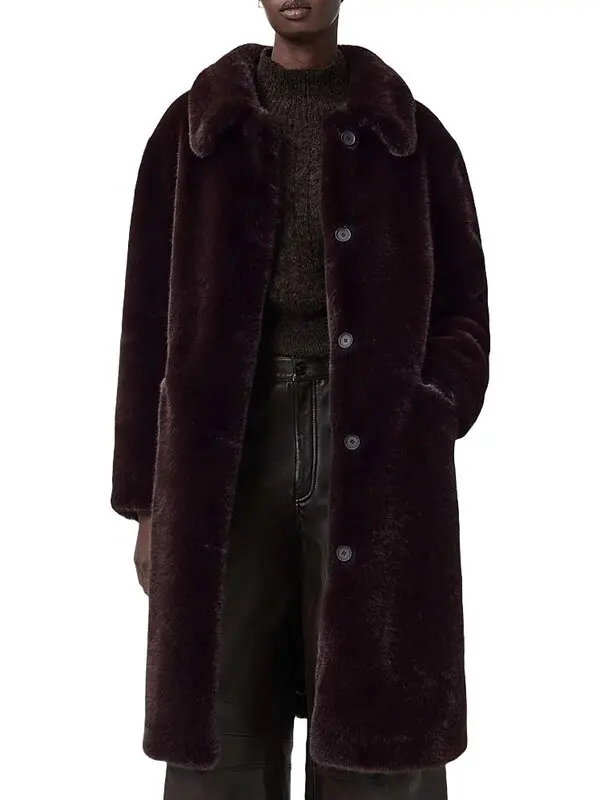 ALLSAINTS Sora Faux Fur Coat - Chocolate