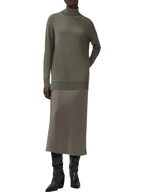ALLSAINTS Juno 2-in-1 Slip Dress And Sweater - Light Khaki