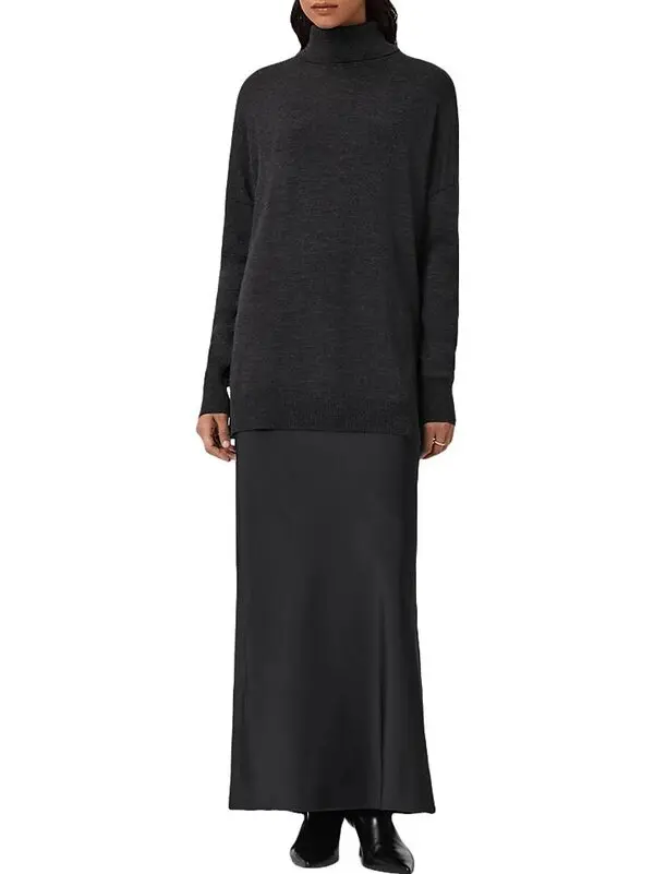 ALLSAINTS Juno 2-in-1 Slip Dress And Sweater - Shadow Black