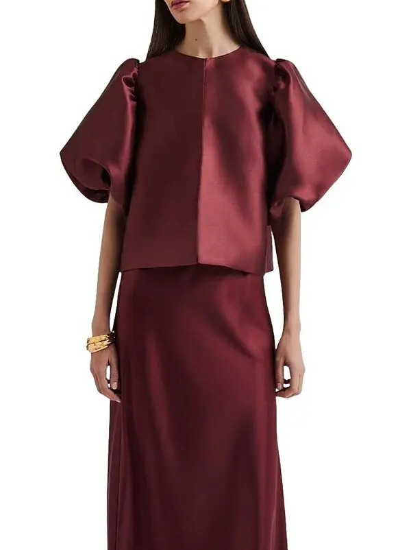 MALINA Cleo Blouse Balloon Sleeve - Wine