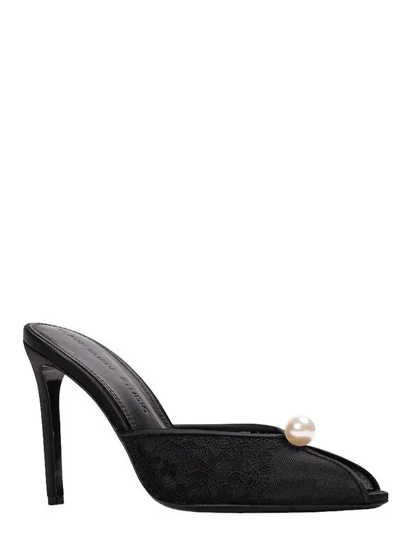 BLACK SUEDE STUDIO Pearl Mesh Slipper Pumps - Black
