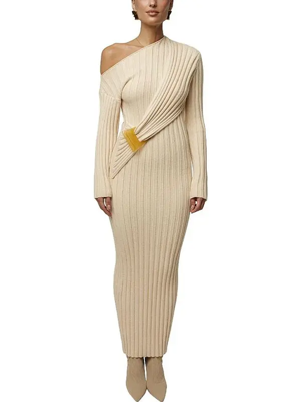 JLUXLABEL Ribbed Maxi Dress - Ivory