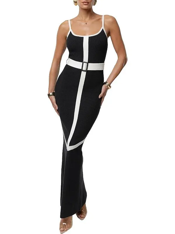 JLUXLABEL Belted Cami Maxi Dress - Black