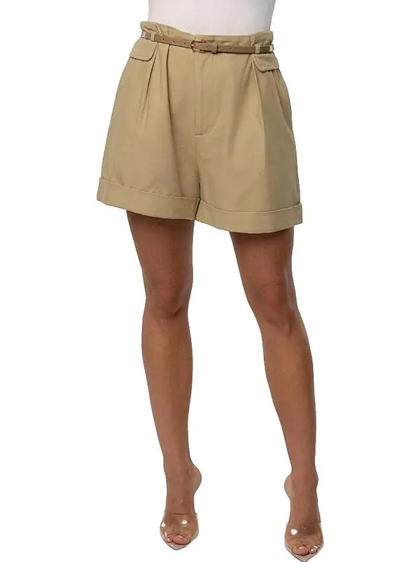 JLUXLABEL Belted Cargo Shorts - Beige