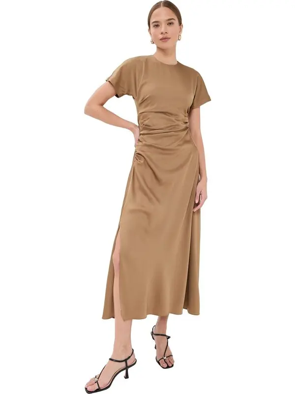 Simkhai Marabella Draped Midi Dress - Chai