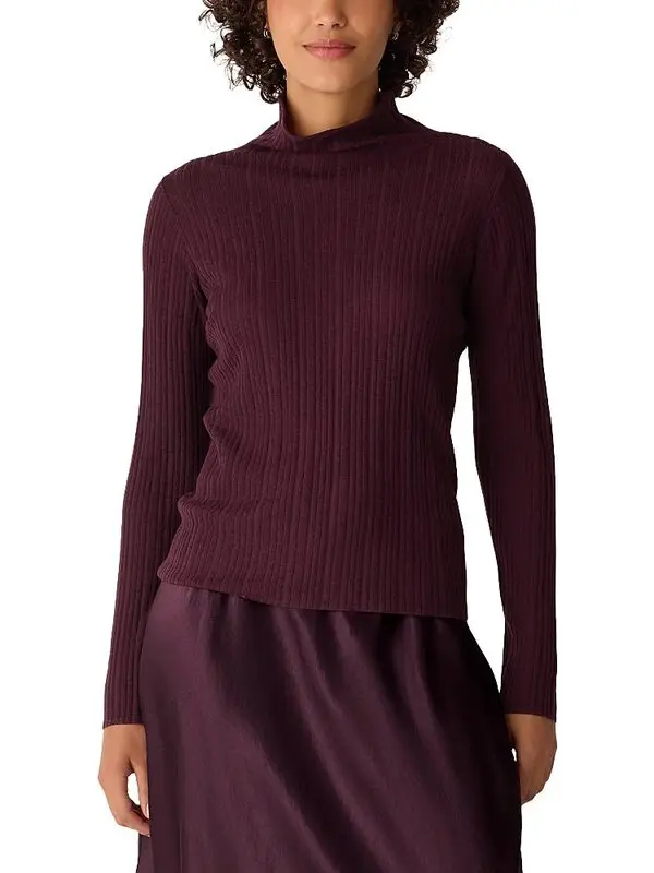 Eileen Fisher Merino Wool Turtleneck Sweater - Wine