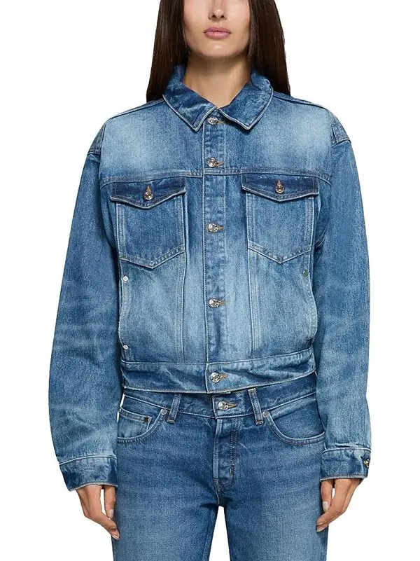 EB DENIM Lia Varsity Trucker Jacket - Eagle