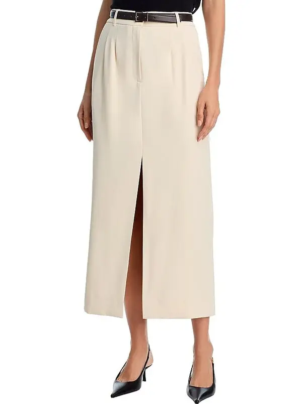 French Connection Harry Front Slit Midi Skirt - Classic Cream