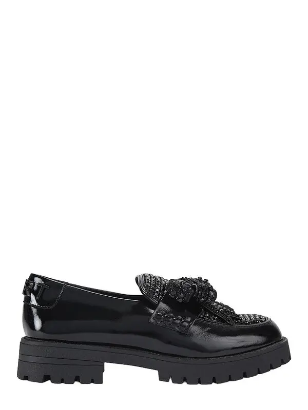 Kurt Geiger Bow Crystal-embellished Loafers - Black