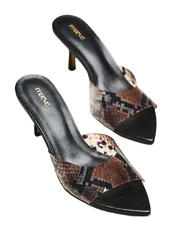 Maeve Pvc Pointed-toe Mule Heels - Snake