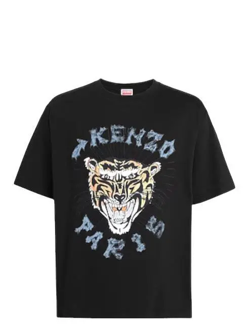 Kenzo Drawn Tiger Printed T-shirt - Black