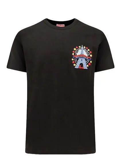 Kenzo Drawn Varsity Embroidered Slim Fit T-shirt - Black