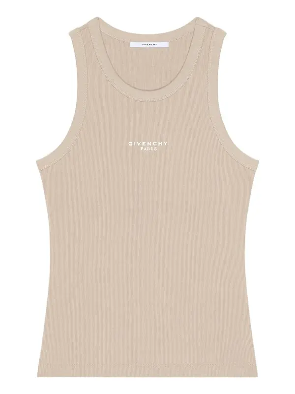 Givenchy Slim Fit Tank Top With Paris Print - Beige Cappuccino