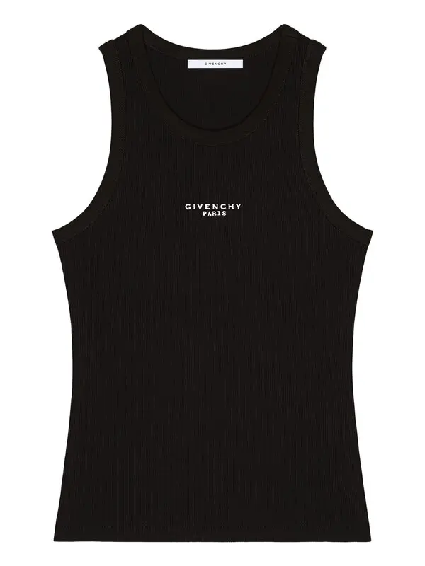 Givenchy Slim Fit Tank Top With Paris Print - Black