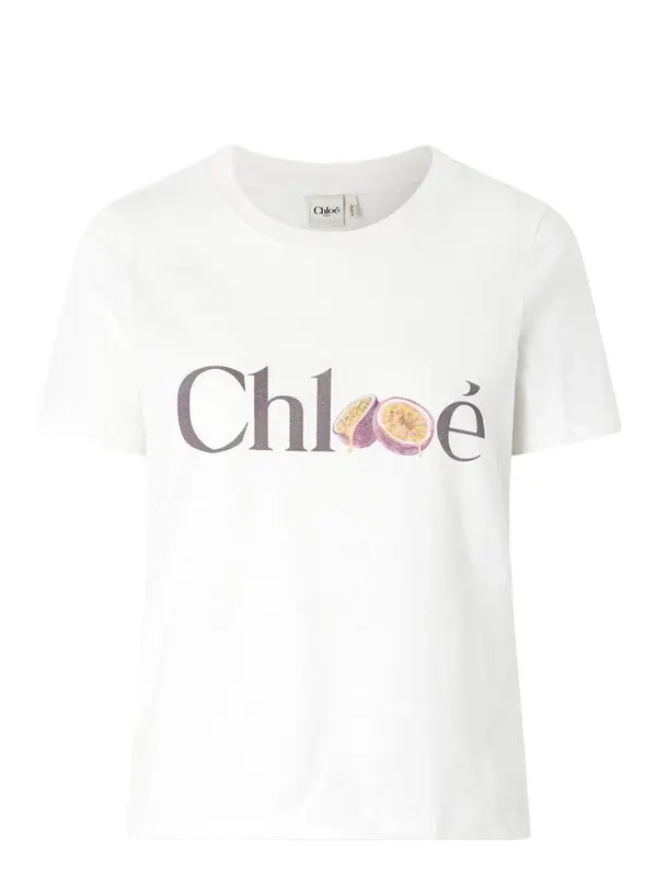 Chloé Printed Organic Cotton-jersey T-shirt - White