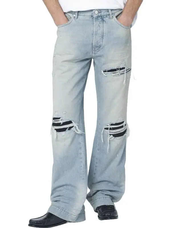 Amiri Ripped Jeans In Mist Indigo - Light Blue