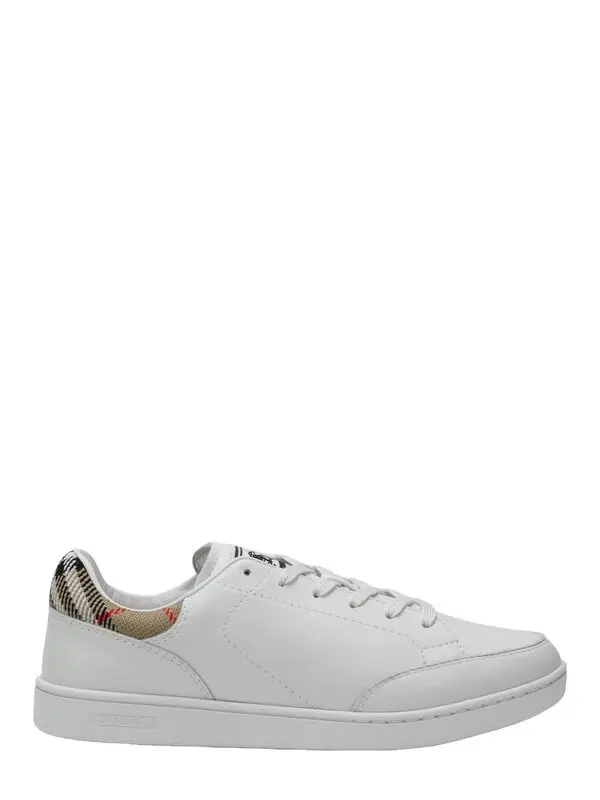 Burberry Leather Sneakers With Check Detail - White