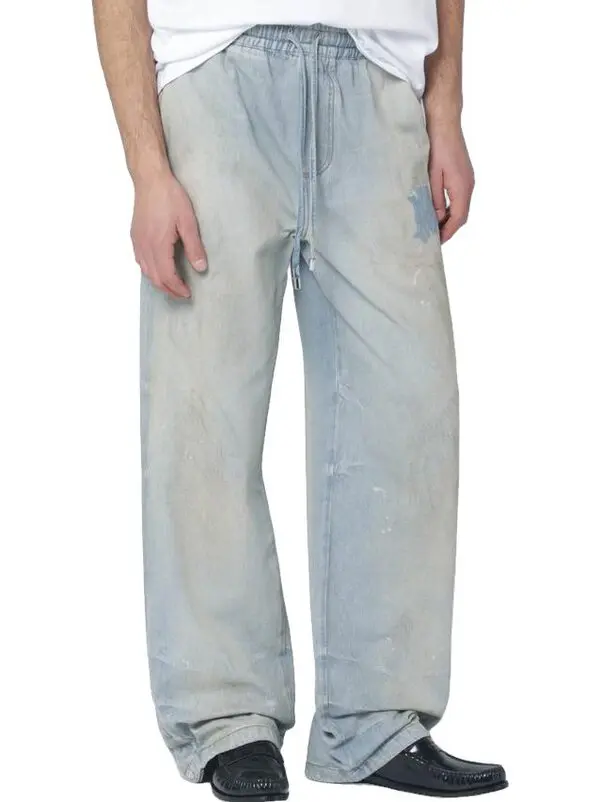 Amiri Baggy Jeans In Washed Denim - Light Blue