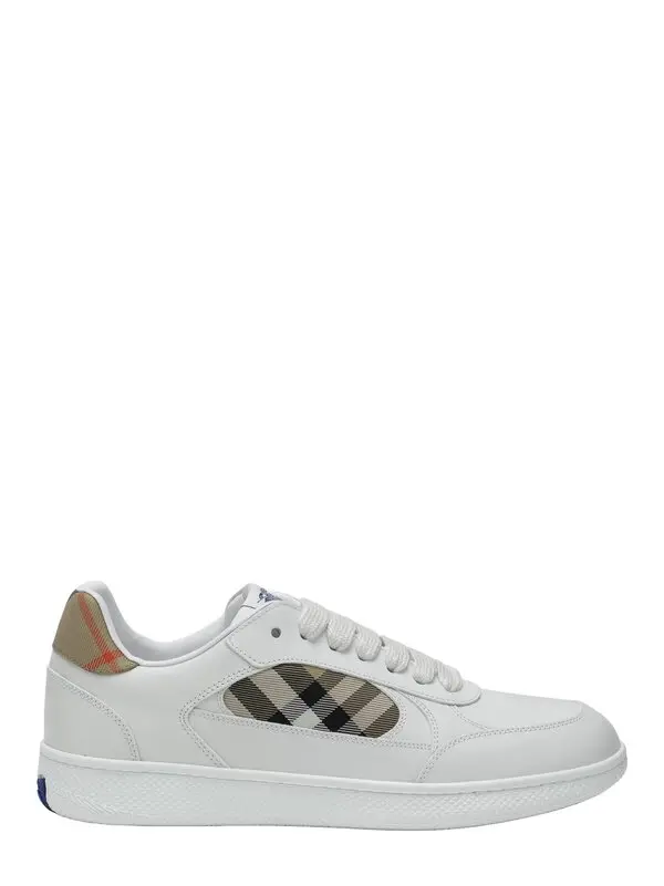 Burberry Leather Terrace Sneakers With Check Insert - White