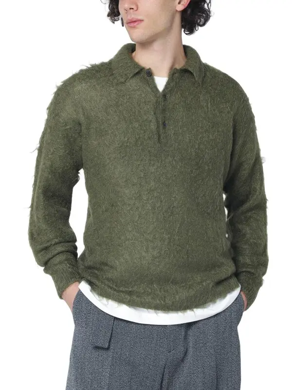 Auralee Brushed Mohair-blend Polo - Green