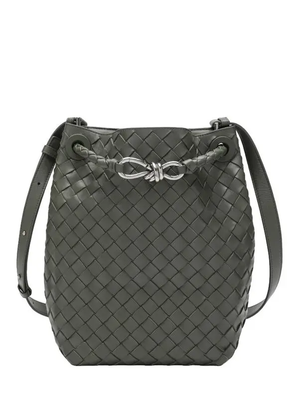 Bottega Veneta Andiamo Small Bucket Bag In Intrecciato Leather - Green