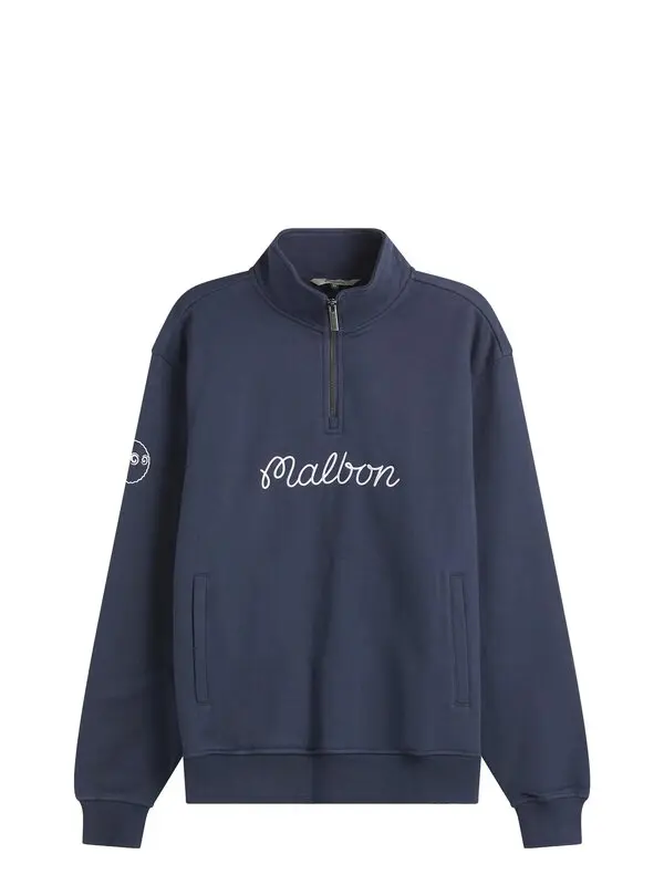 MALBON Collegiate Quarter-zip Sweatshirt - Navy