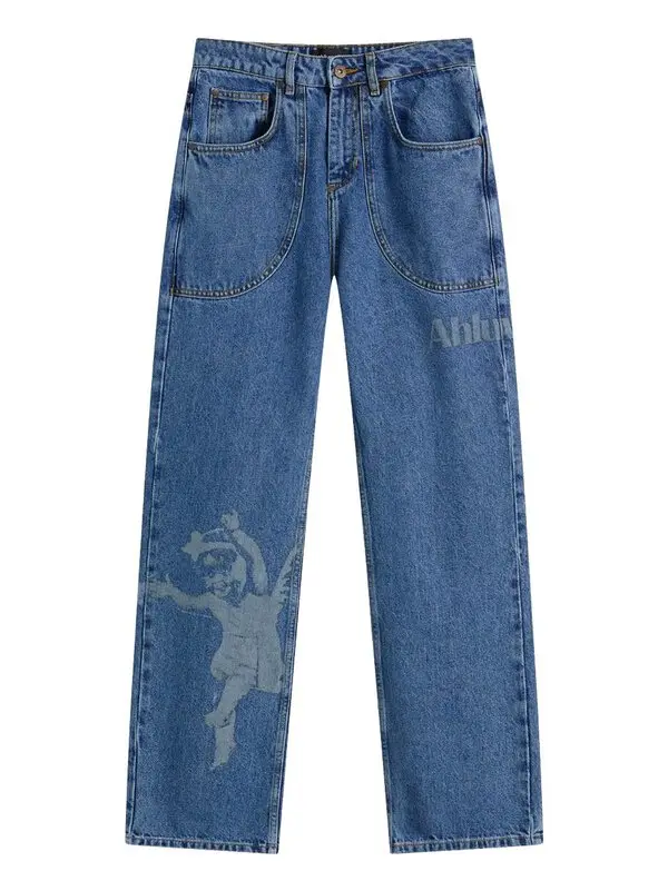 Ahluwalia Laser Printed Boyfriend Jeans - Vintage Indigo