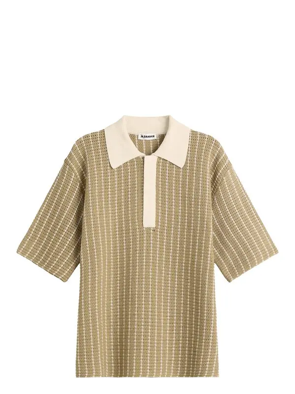 JIL SANDER Cotton Bi-colour Net Stitch Polo - Deer
