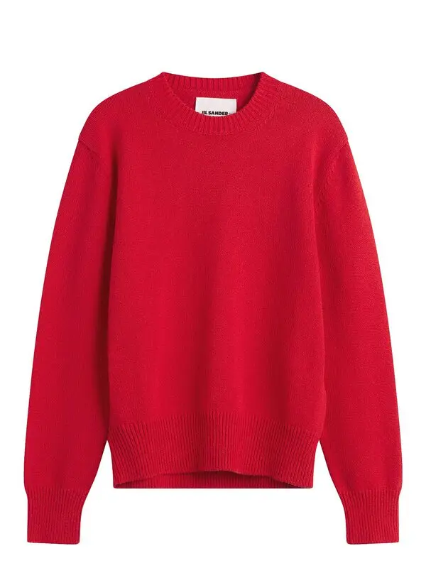 JIL SANDER Textured Cotton Crew Neck Jumper - Rouge
