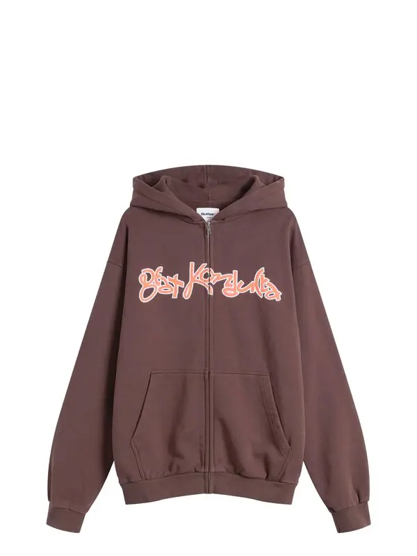 BUTTER GOODS Beat Konducta Zip-thru Hoodie - Washed Chestnut