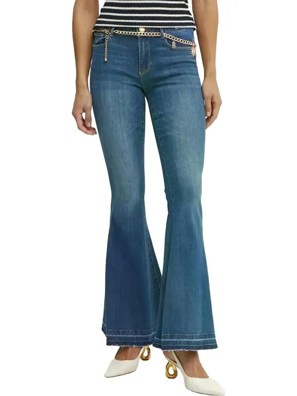 FRACOMINA Frayed Flared Cotton Jeans - Blue