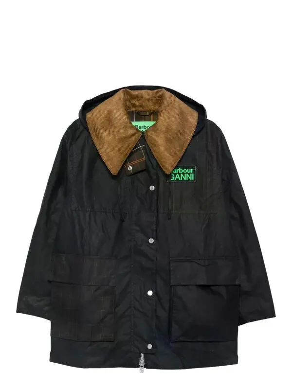 Barbour X Ganni Waxed Duffle Coat - Black