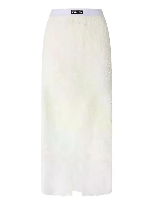Pinko Midi Lace Skirt With Slits - Neutrals