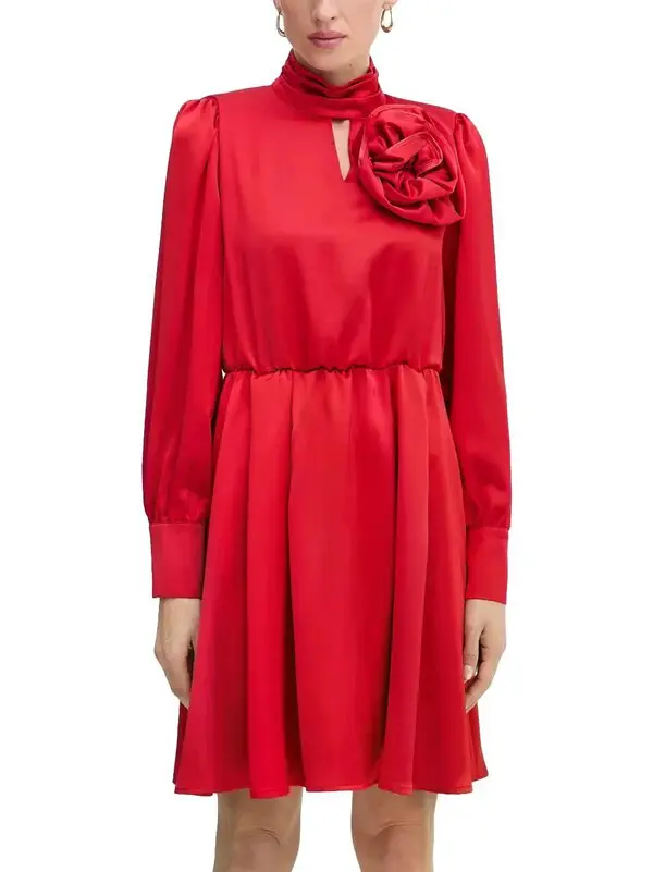 FRACOMINA Floral Detail High Neck Dress - Red