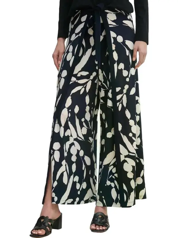 Joseph Ribkoff Floral Print Tie Trousers - Blue