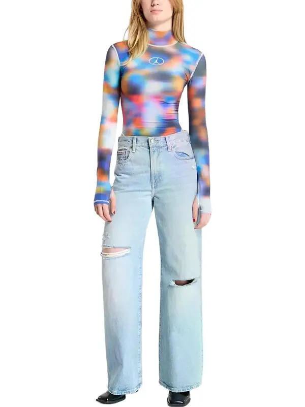 JORDAN Printed Long-sleeve Bodysuit - Blue
