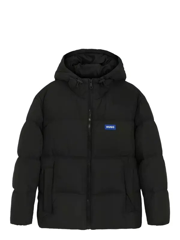 Hugo Padded Hooded Coat - Black